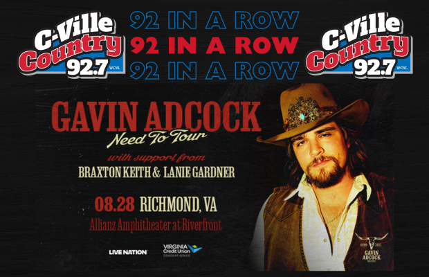 92 In A Row: Gavin Adcock | C-Ville Country 92.7 WCVL-FM